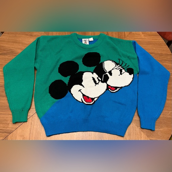Disney | Sweaters | Vintage Rare Disney Greenblue Colorblock Mickey ...